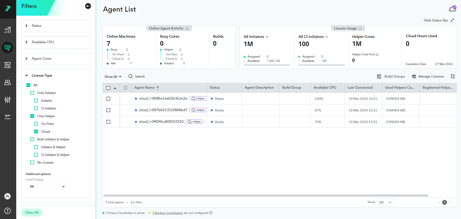 Viewing Incredibuild Cloud Activity