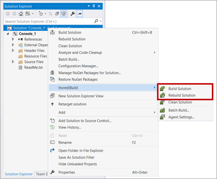 Running a Build from Visual Studio