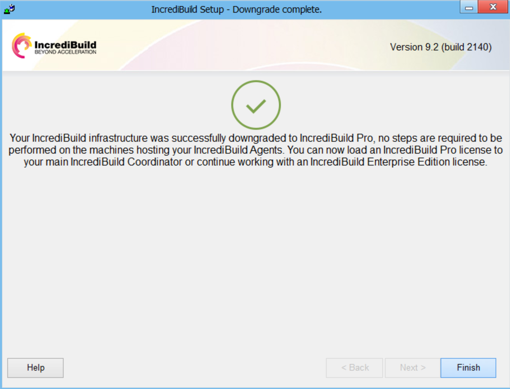 Downgrading to Incredibuild Pro Edition