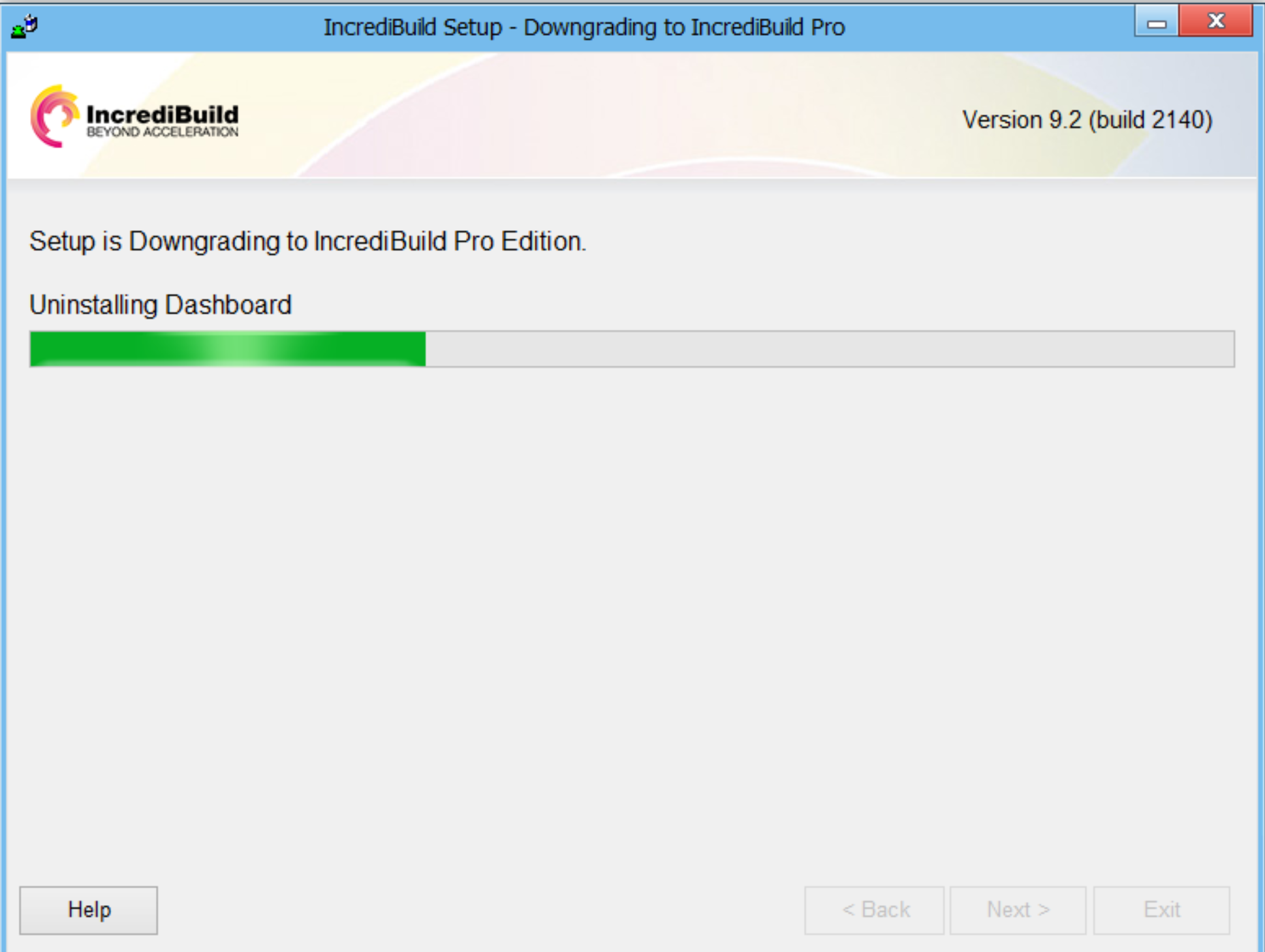 Downgrading to Incredibuild Pro Edition